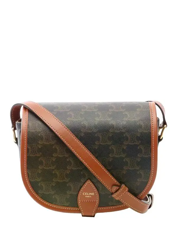 Celine Medium Triomphe Coated Canvas Folco Crossbody Bag - Brown