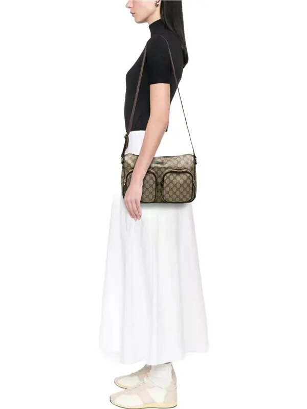 Gucci Gg Supreme Double Pocket Crossbody Bag - Neutrals