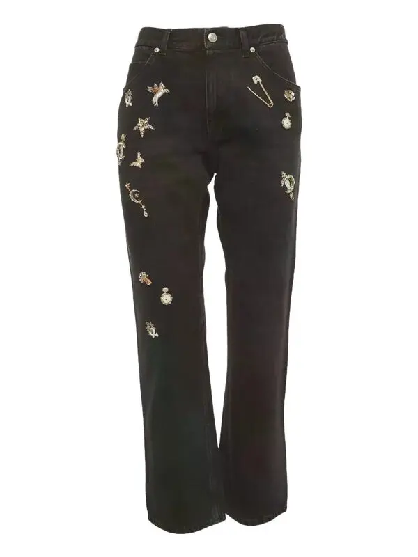 Alexander McQueen Embellished Straight-leg Jeans - Black