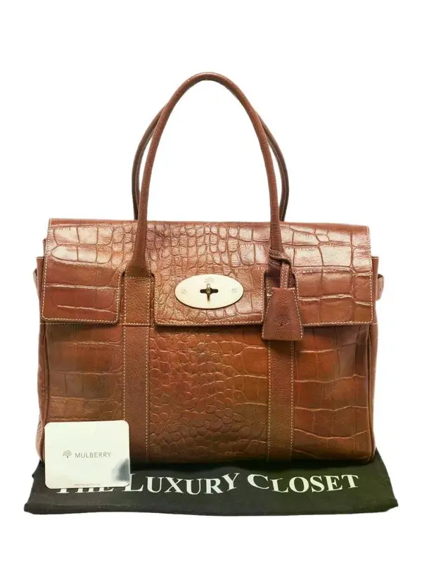 Mulberry Bayswater Croc-embossed Tote Bag - Brown