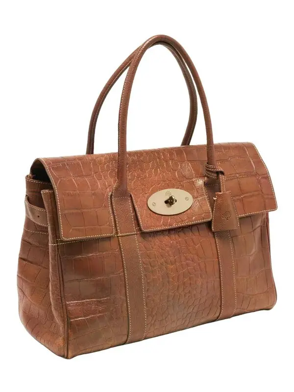 Mulberry Bayswater Croc-embossed Tote Bag - Brown