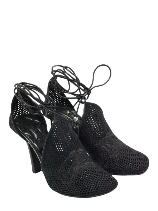Burberry Pointed Toe Lace-up Stiletto Heel Boots - Black