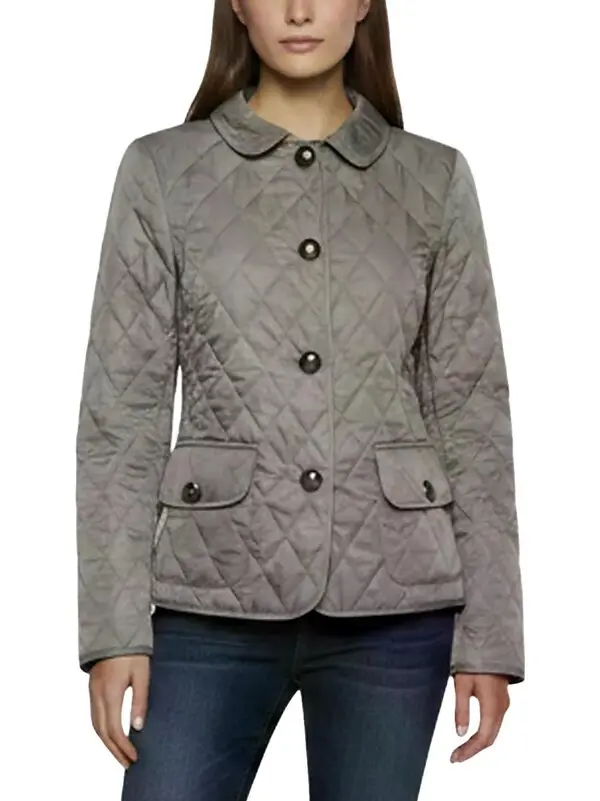 Burberry Diamond-quilted Button-up Jacket - Grey