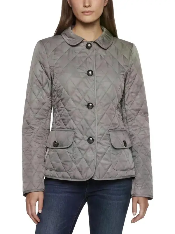 Burberry Diamond-quilted Button-up Jacket - Grey