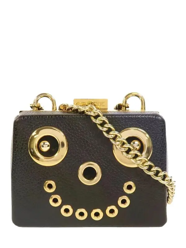Moschino Eyelet-embellished Chain Shoulder Bag - Black
