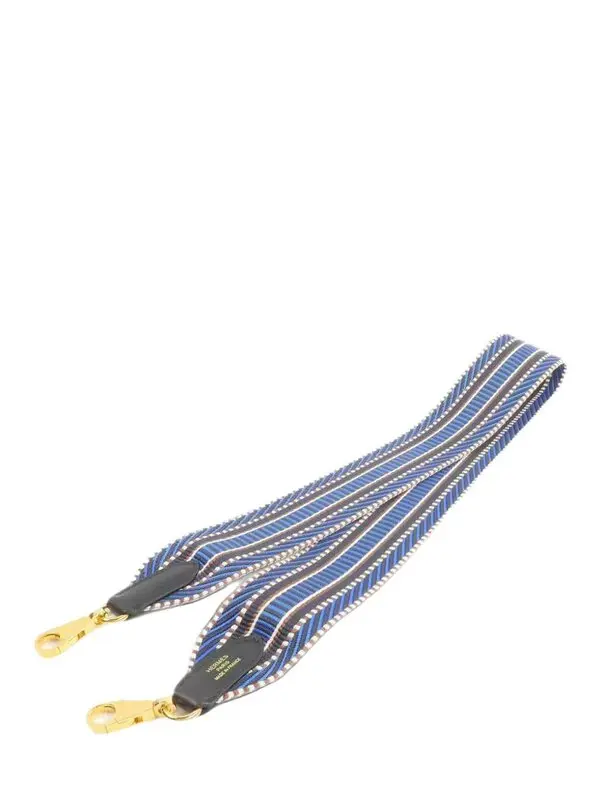 Hermès Chevron Pattern Canvas And Leather Bag Strap - Blue