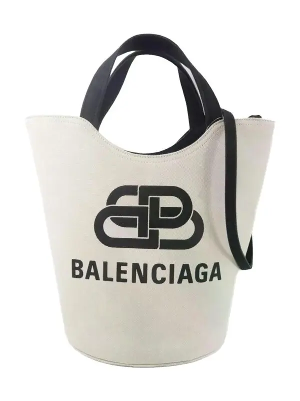 Balenciaga Wave Logo Tote Bag - Neutrals