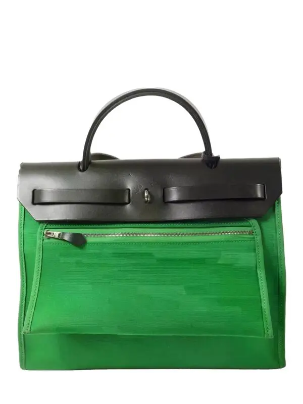 Hermès Pm Herbag Canvas Tote Bag - Green