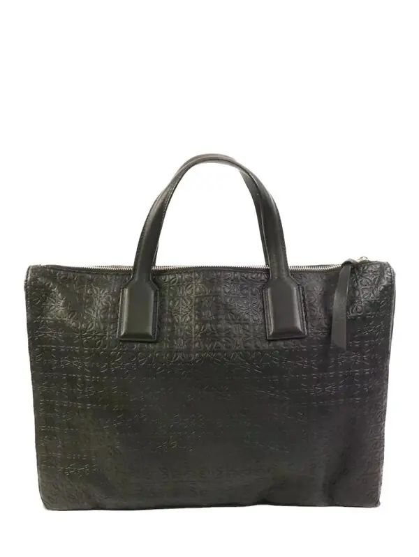Loewe Anagram Embossed Leather Tote Bag - Black