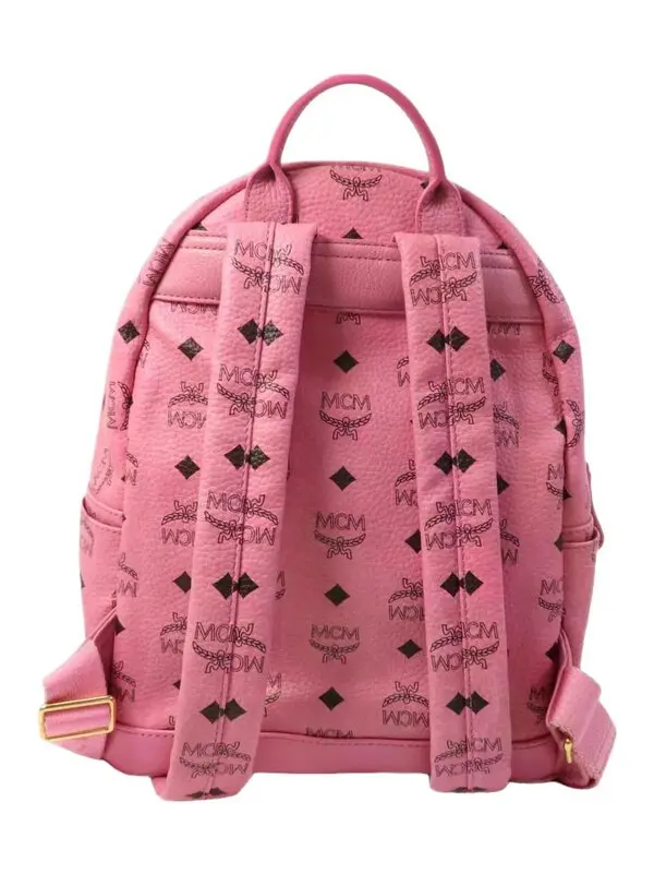 Mcm Stark Backpack With Gold-tone Logo Plaque - Pink