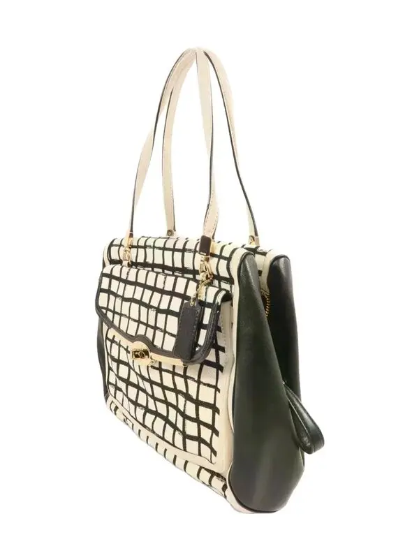 COACH VINTAGE Check Canvas Shoulder Bag - Black