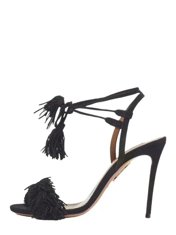 AQUAZZURA Wild Thing Fringed Heeled Sandals - Black