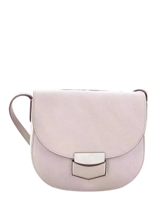 Celine Trotteur Grainy Leather Small Crossbody Bag - Grey