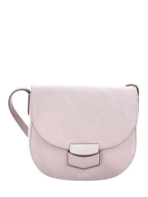 Celine Trotteur Grainy Leather Small Crossbody Bag - Grey