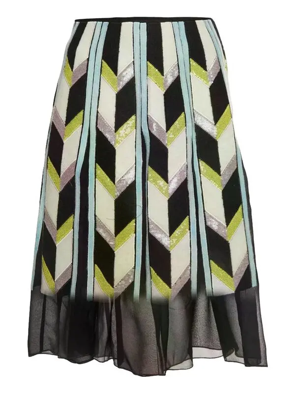 Emilio Pucci Chevron Sequin Embellished Mini Skirt - Black