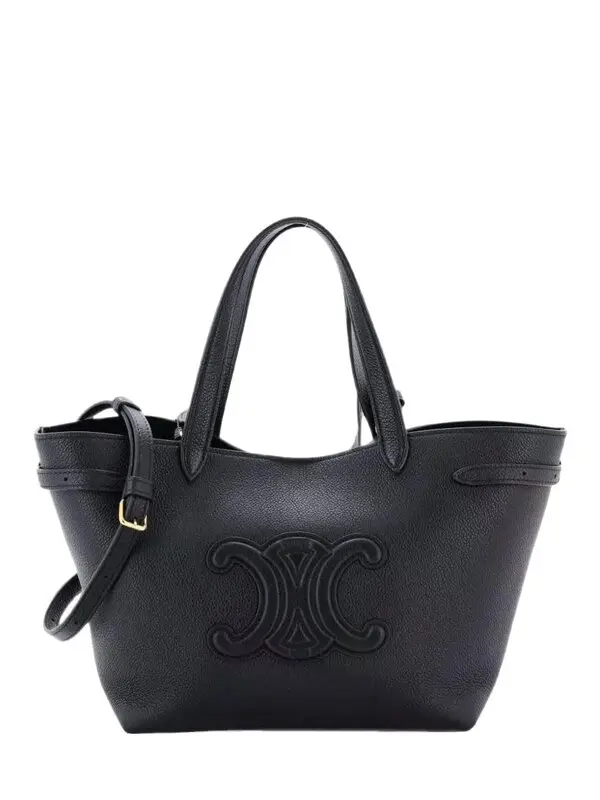 Celine Anais Cabas Leather Medium Tote Bag - Black