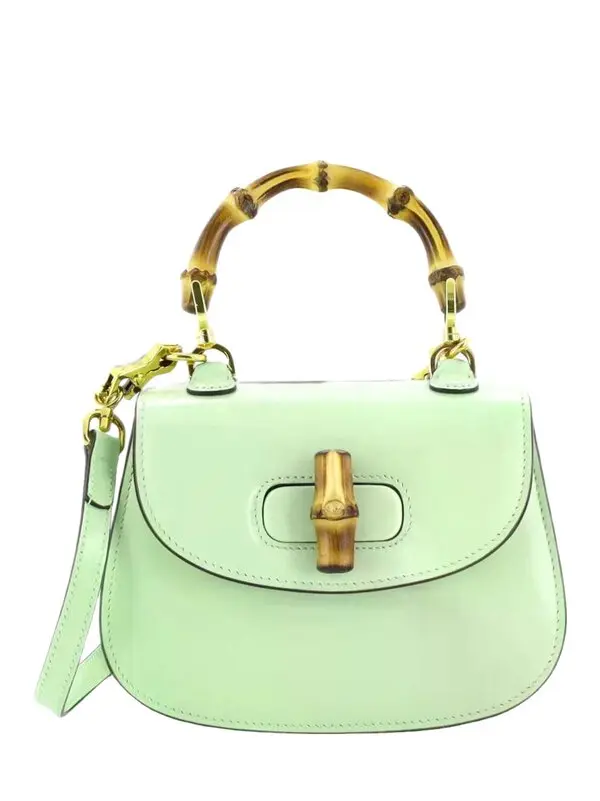 Gucci Bamboo 1947 Top Handle Bag Leather Mini Shoulder Bag - Green