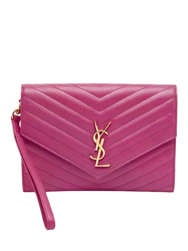 Saint Laurent Cassandre Matelassé Clutch Bag - Pink