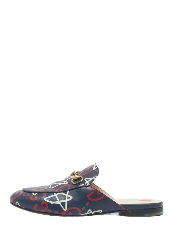 Gucci Princetown Horsebit Detail Flat Mules - Blue