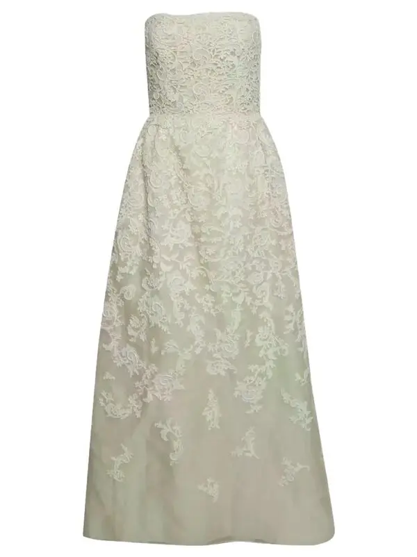 Oscar De La Renta Silk Bustier Midi Dress - Neutrals
