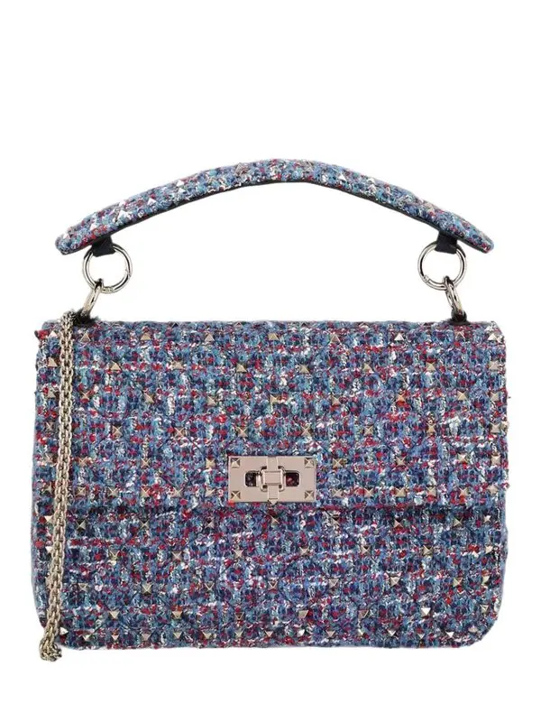 Valentino Garavani Rockstud Spike Tweed Tote Bag - Blue