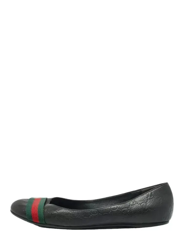 Gucci Web Round-toe Ballet Flats - Black