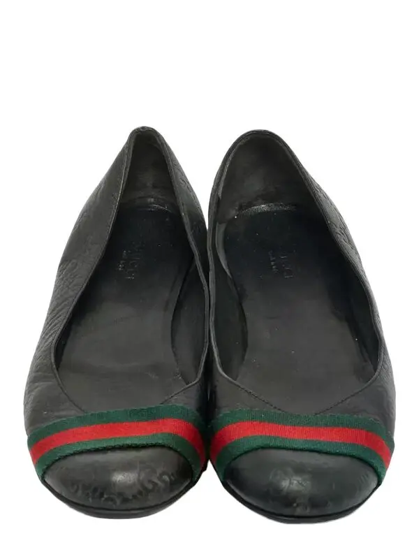 Gucci Web Round-toe Ballet Flats - Black