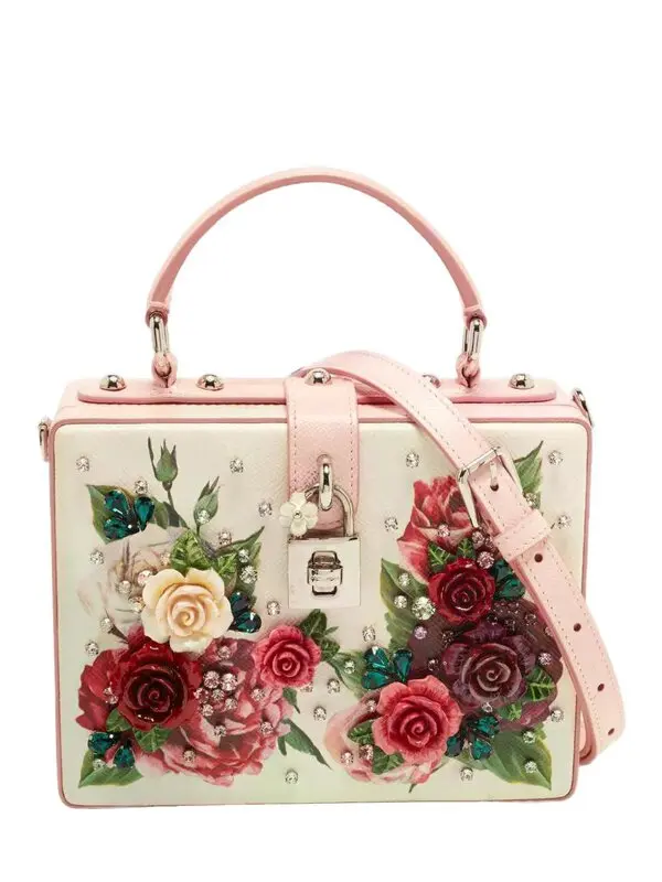 Dolce & Gabbana Floral Appliqué Box Bag - Neutrals