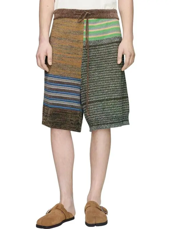 MAISON MARGIELA Patchwork Knit Shorts - Brown