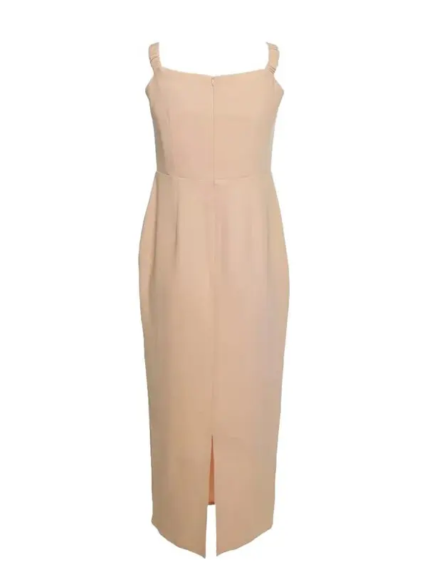 Alex Perry Stretch Crepe Midi Dress - Neutrals