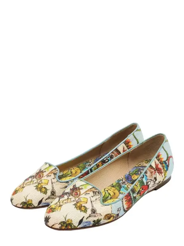 Dolce & Gabbana Brocade Graphic Print Slip-on Flats - Neutrals