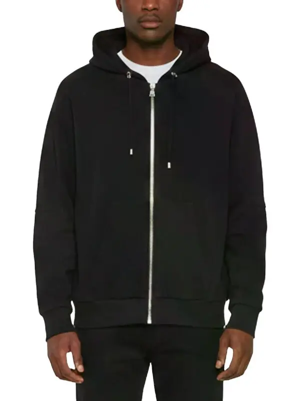 Balmain Logo-embossed Zip-up Hoodie - Black