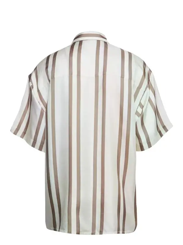 John Elliott Striped Short-sleeved Silk Shirt - Neutrals