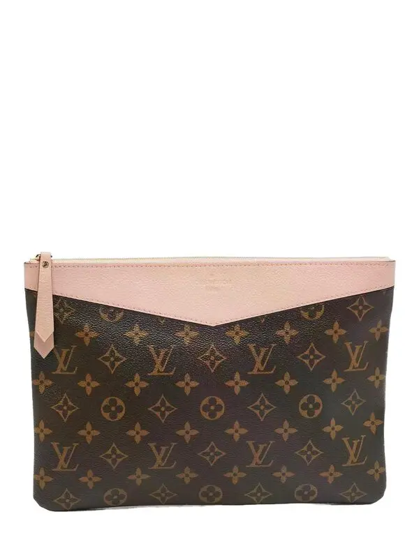 LOUIS VUITTON Monogram Canvas Daily Clutch Bag - Brown
