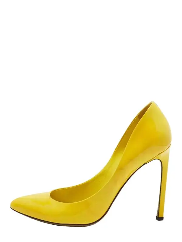 Gucci Patent Leather Pointed Toe Stiletto Pumps - Yellow