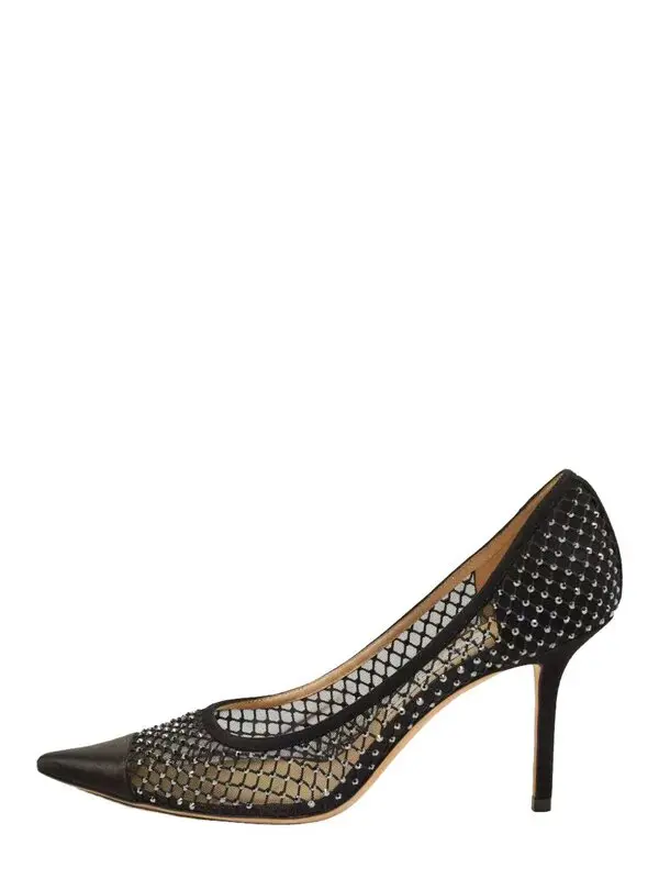 JIMMY CHOO Mesh Crystal Embellished Stiletto Pumps - Black