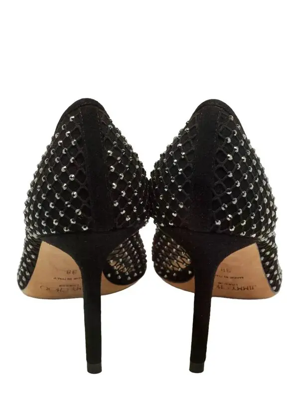 JIMMY CHOO Mesh Crystal Embellished Stiletto Pumps - Black
