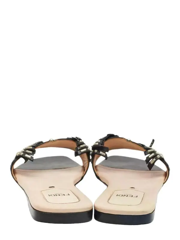 Fendi Bug Monster Embellished Slides - Black