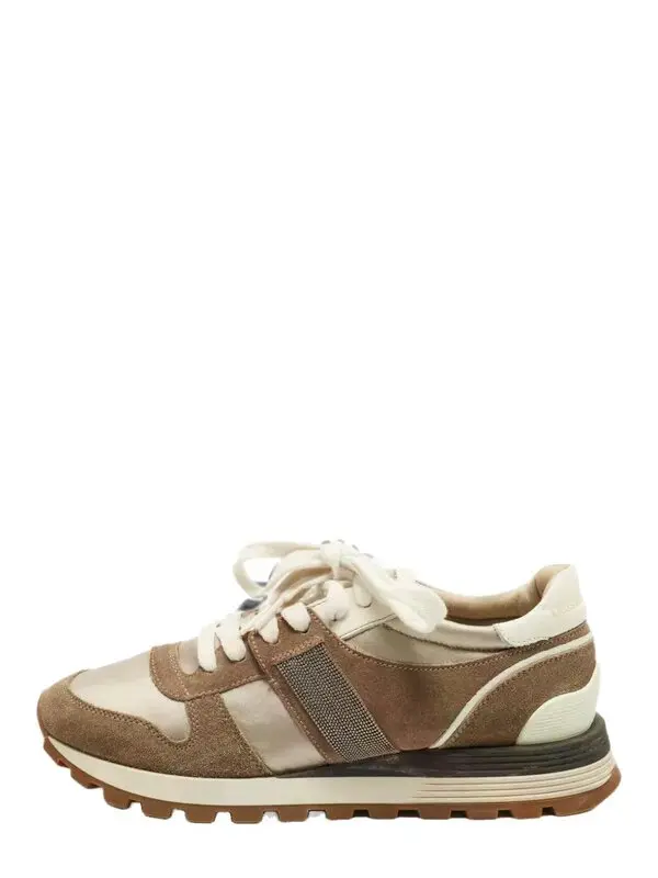 Brunello Cucinelli Monili Embellished Suede Sneakers - Neutrals