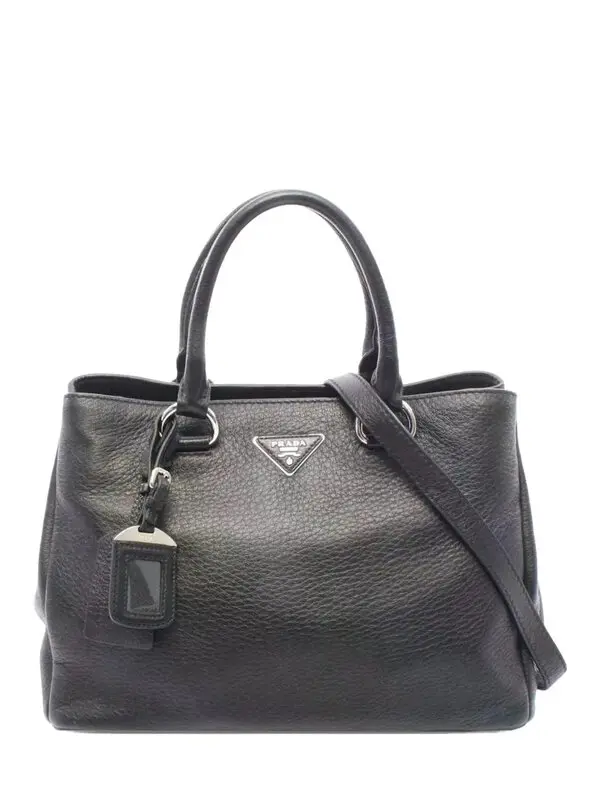Prada Grained Leather Satchel - Black