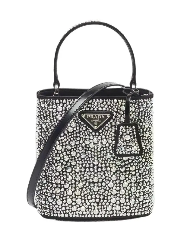 Prada Panier Crystal-embellished Handbag - Black