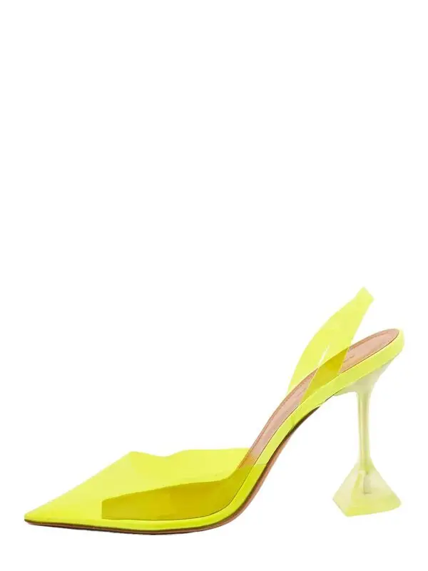 Amina Muaddi Holli Glass Slingback Pumps - Yellow