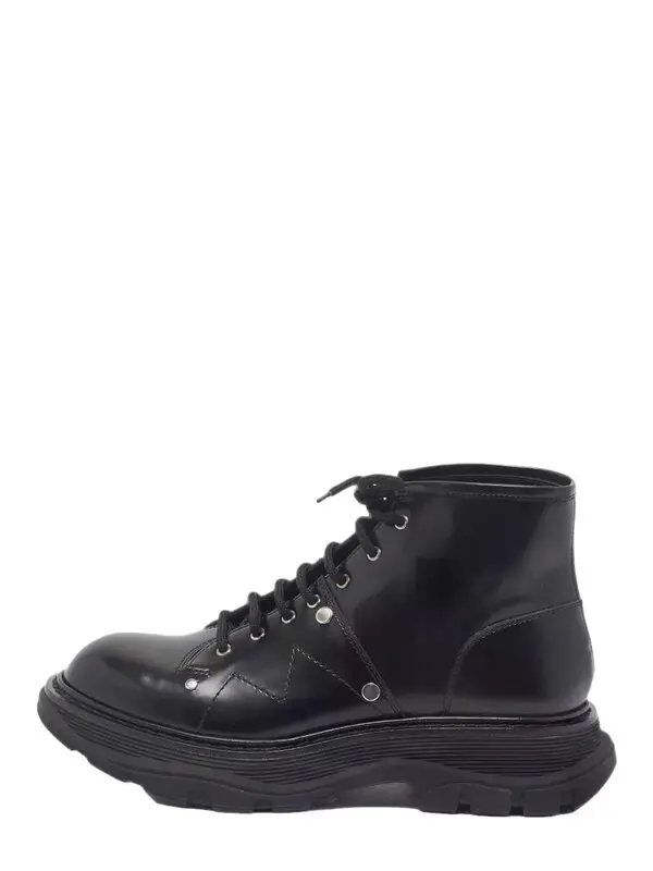 Alexander McQueen Leather Lace-up Combat Boots - Black