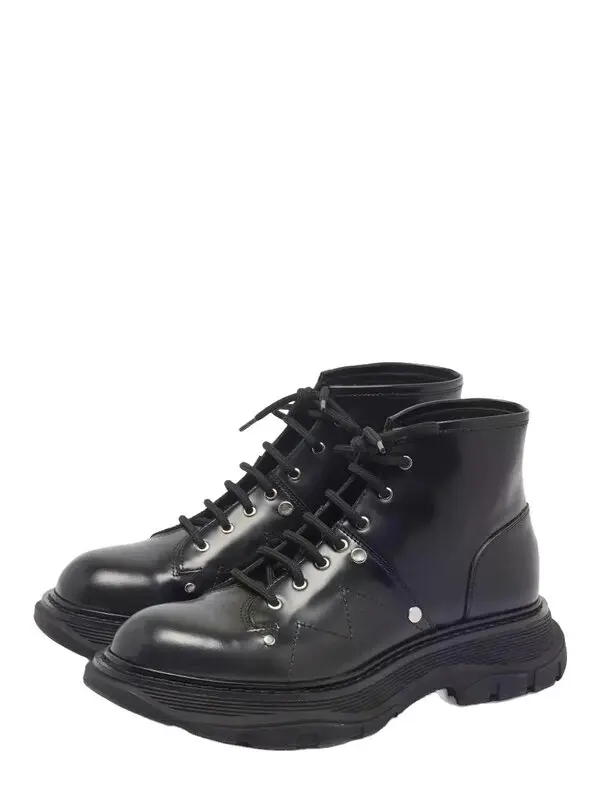 Alexander McQueen Leather Lace-up Combat Boots - Black