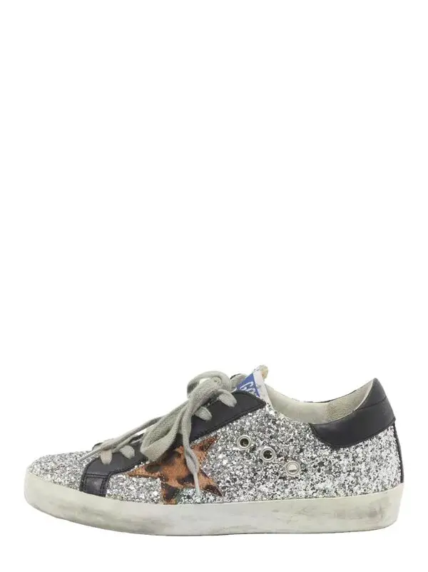 GOLDEN GOOSE Super Star Glitter Sneakers - Silver