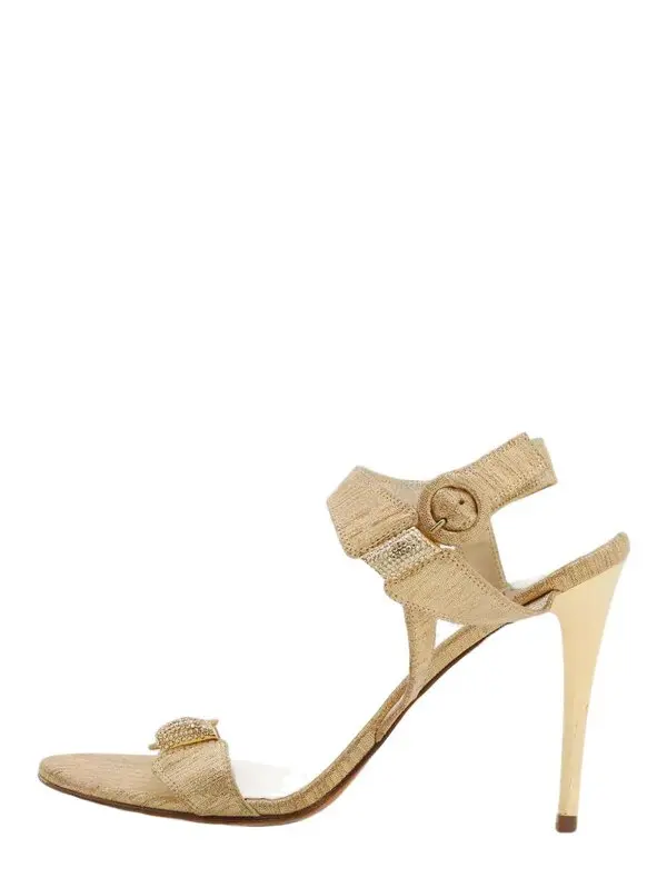 LORIBLU Tone Crystal Embellished Ankle Strap Sandals - Gold