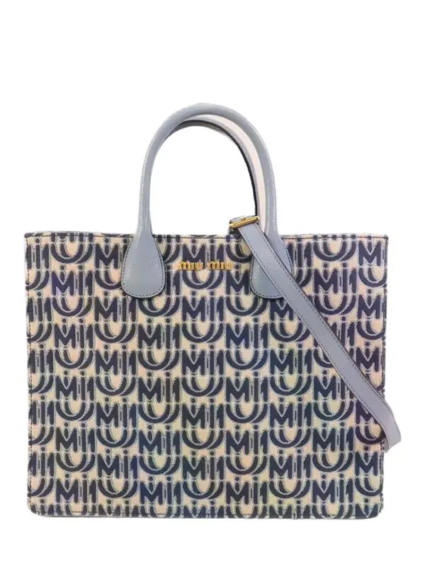 Miu Miu Logo-jacquard Shoulder Bag - Neutrals