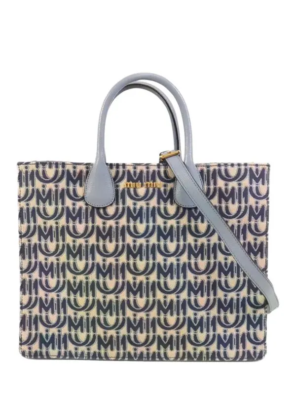 Miu Miu Logo-jacquard Shoulder Bag - Neutrals