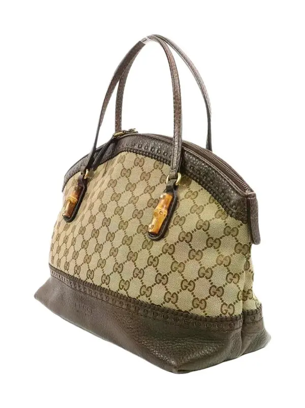 Gucci Gg Bamboo Detail Tote Bag - Brown