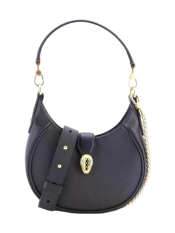 BVLGARI Serpenti Ellipse Crossbody Bag Leather Mini Shoulder Bag - Black